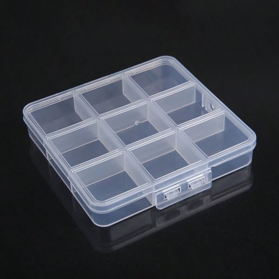1pc Transparent Storage Box (9 Grids) With Groove To Avoid Beading Wire ...