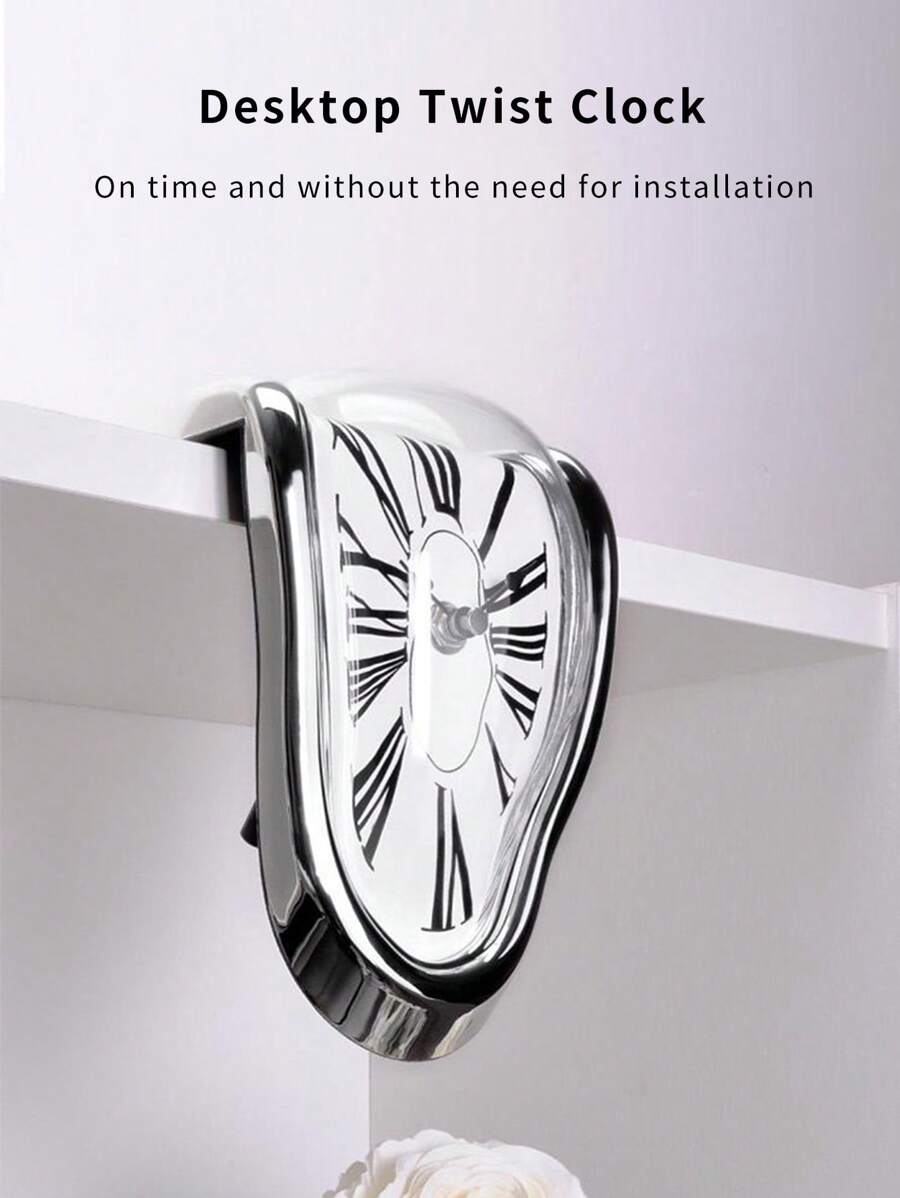1pc Creative Twisted Clock Melted Table Clock For Home Decoration ...