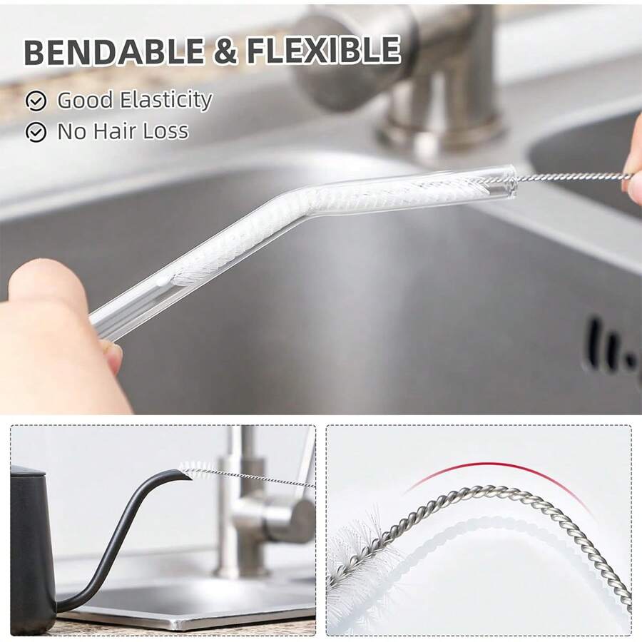 Drinking Straw Cleaning Brushes Set (3 Sizes) 9pcs Extra Long Pipe ...