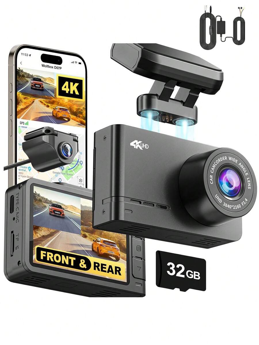 [D07 Pro+Type-C Hardwire Kit] WOLFBOX D07 Pro 4K Dash Cam With WiFi ...