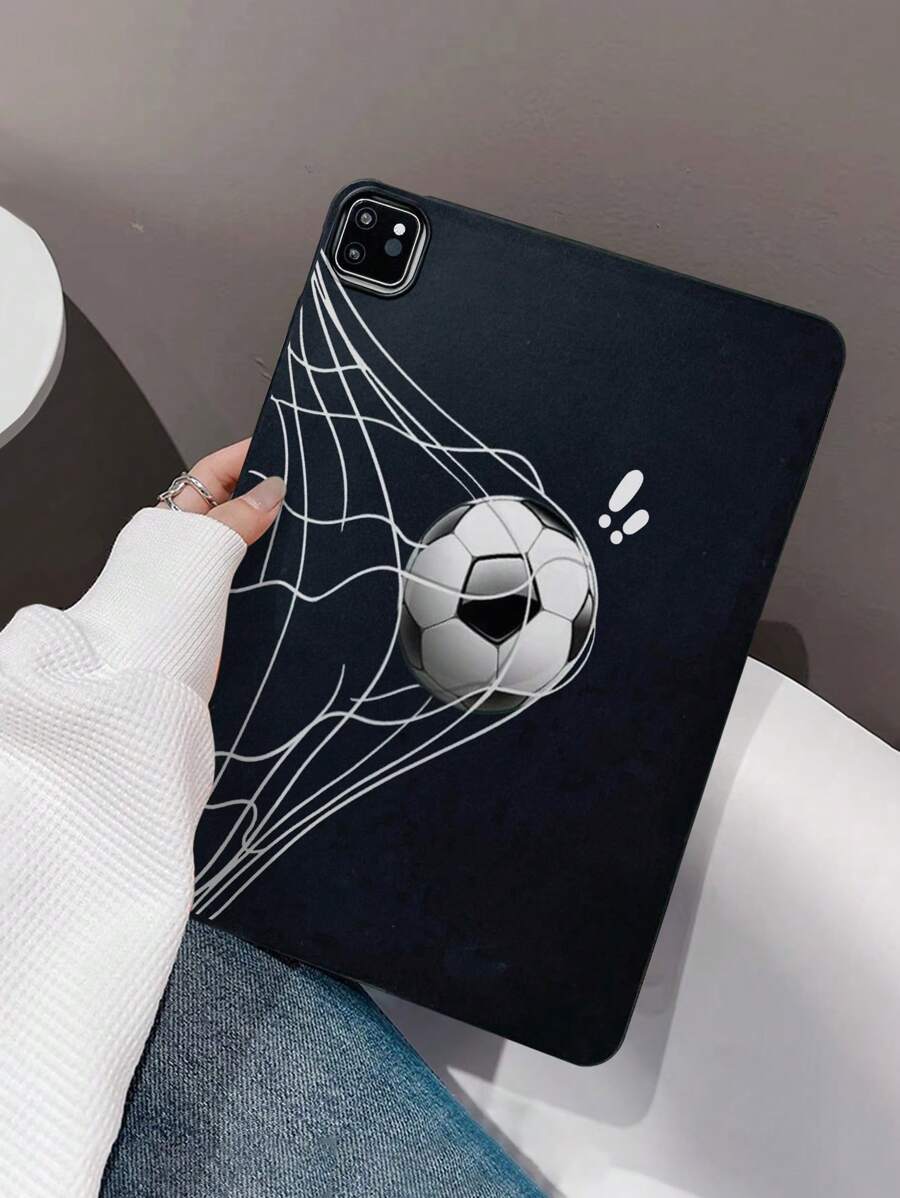 Soccer Goal Scoring Drawing Black Tablet Cover Compatible With IPad ...