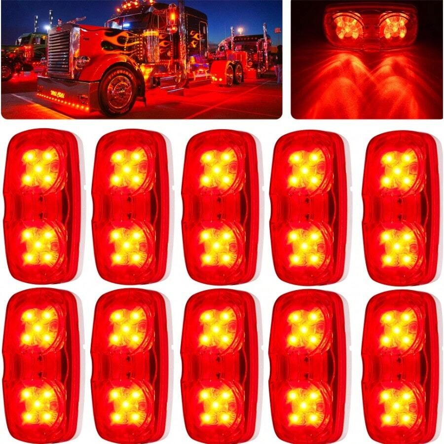 Trailer LED Clearance Lights Double Bullseye 12 LED Side Marker Light ...