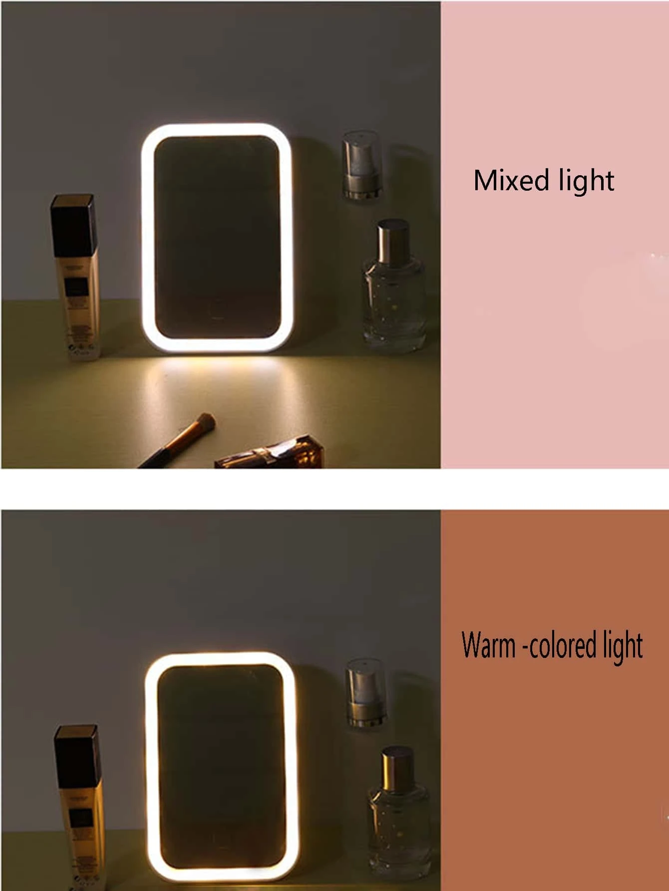 1pc Touch-Controlled 3-Color Adjustable LED Lighted Tabletop Makeup ...