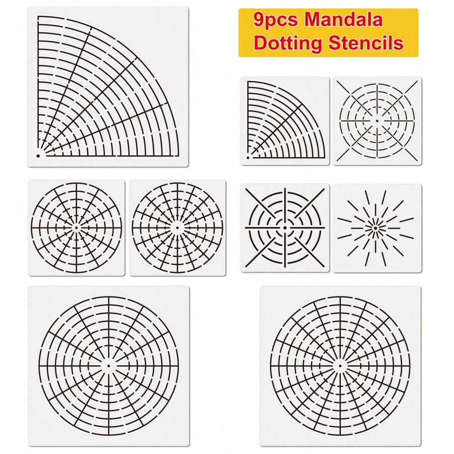 9 Pieces Mandala Dot Painting Tool Stencils Template Set, 8/12/16 ...