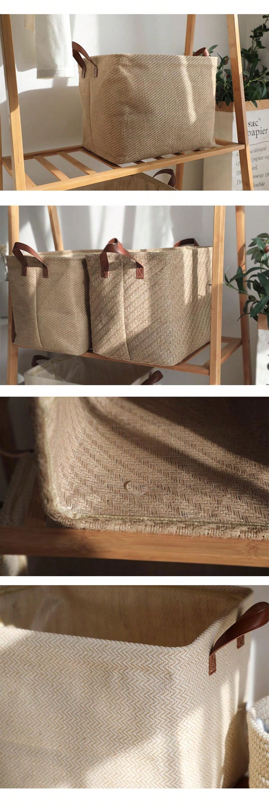 American Style Simple Yellow Linen Wardrobe Storage Basket With Handle ...