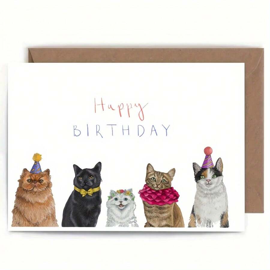 Cat Birthday Card, Birthday Cards, Cats Birthday Cards, Party Cats Cards | SHEIN USA