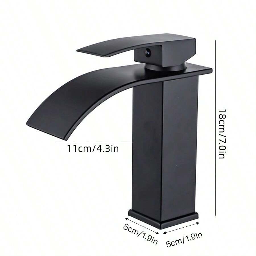 Basin Mixer Tap With Waterfall Spout For Wash Basin, Bathroom, Black ...