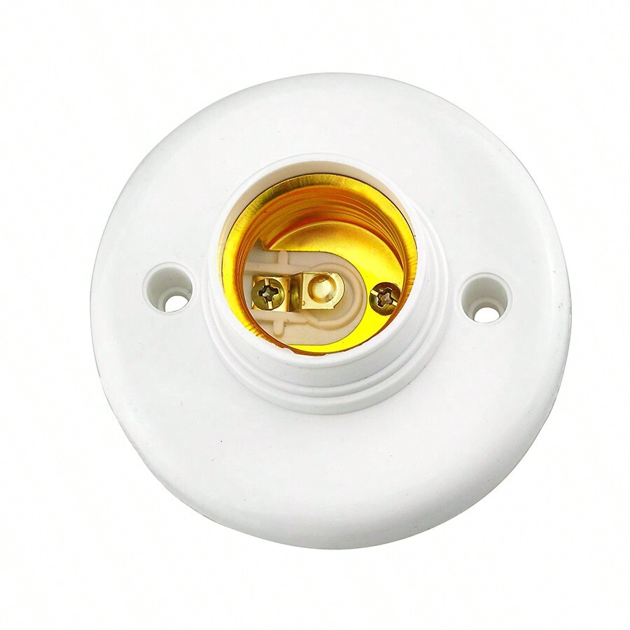 Round E27 White LED Lamp Screw Base Halogen Bulb Holder Converter Light ...