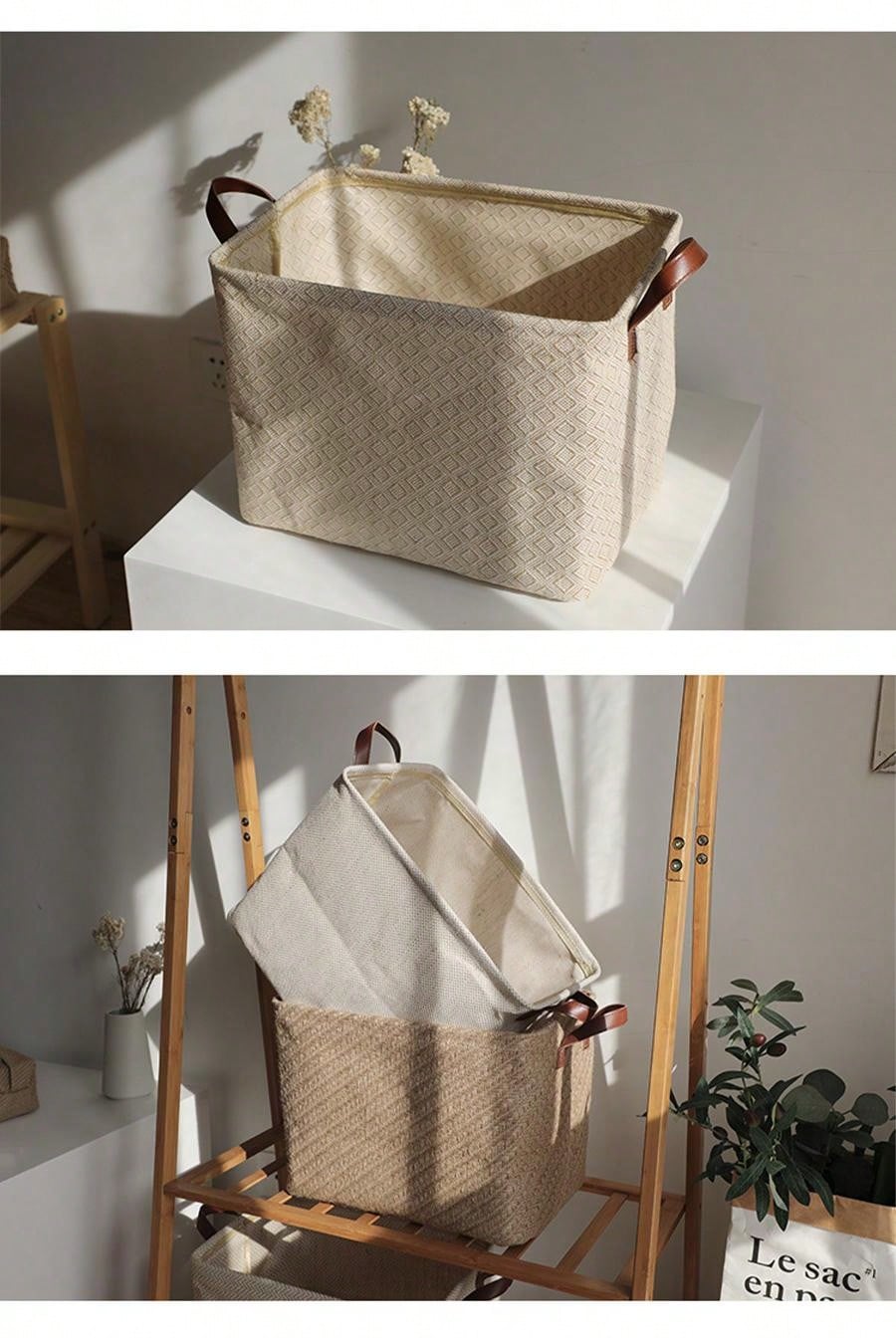 American Style Simple Yellow Linen Wardrobe Storage Basket With Handle ...