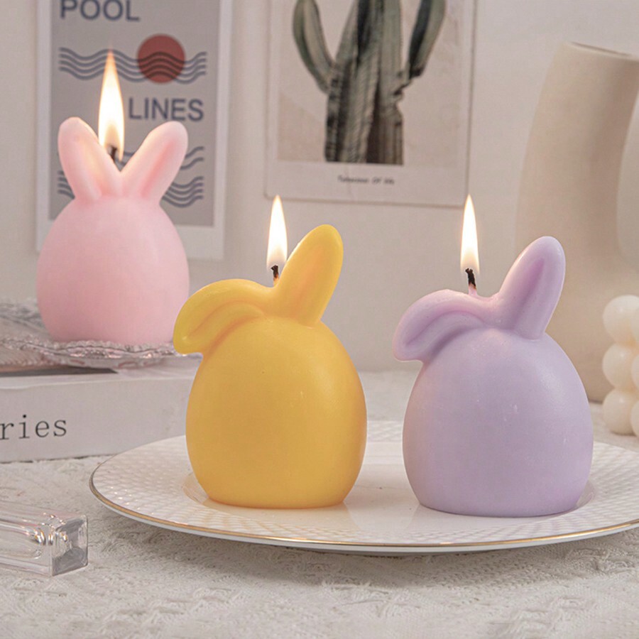 1pc Creative Home Decor Fragrant Candle With Folded Eared Bunny Shape ...