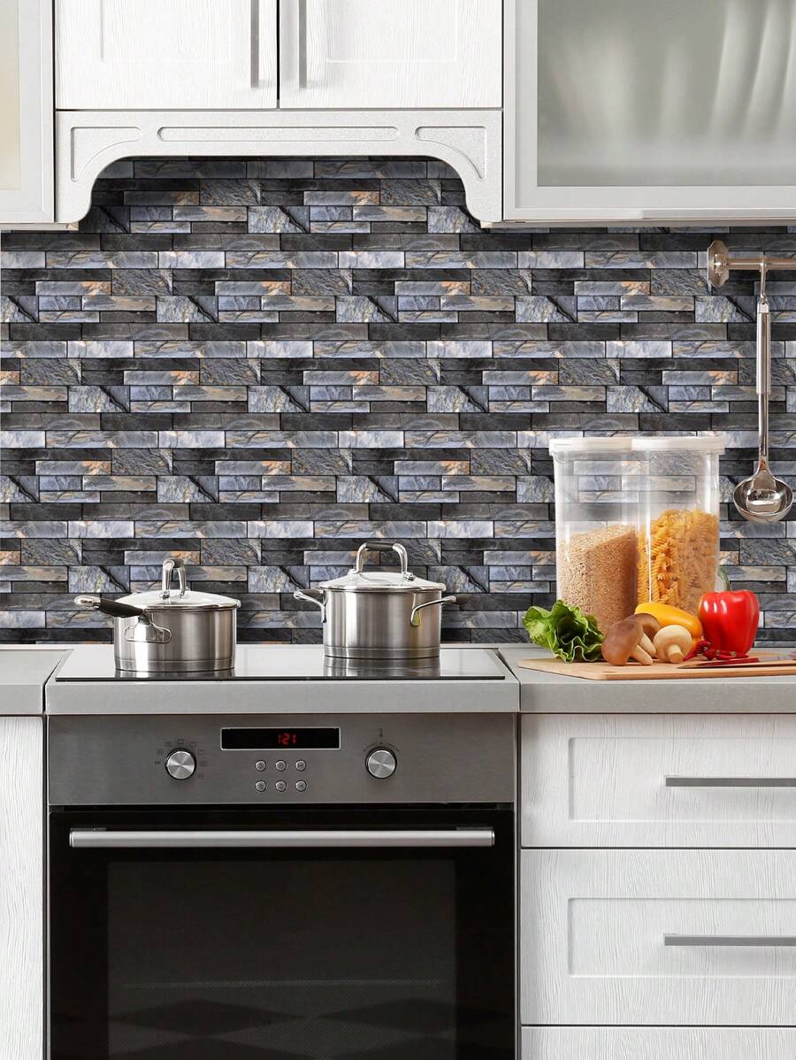 12/36pcs Blue Grey 3D Simulation Rock Stone Tiles Greaseproof Frosted ...