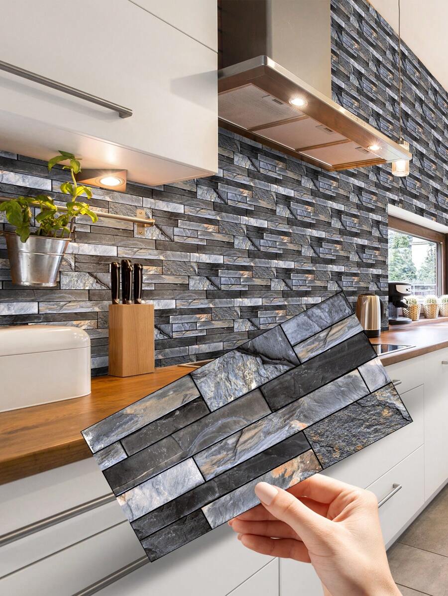 12/36pcs Blue Grey 3D Simulation Rock Stone Tiles Greaseproof Frosted ...