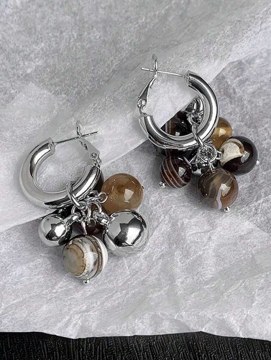 Maillard European And American Retro Coffee Color Natural Stone Ring ...