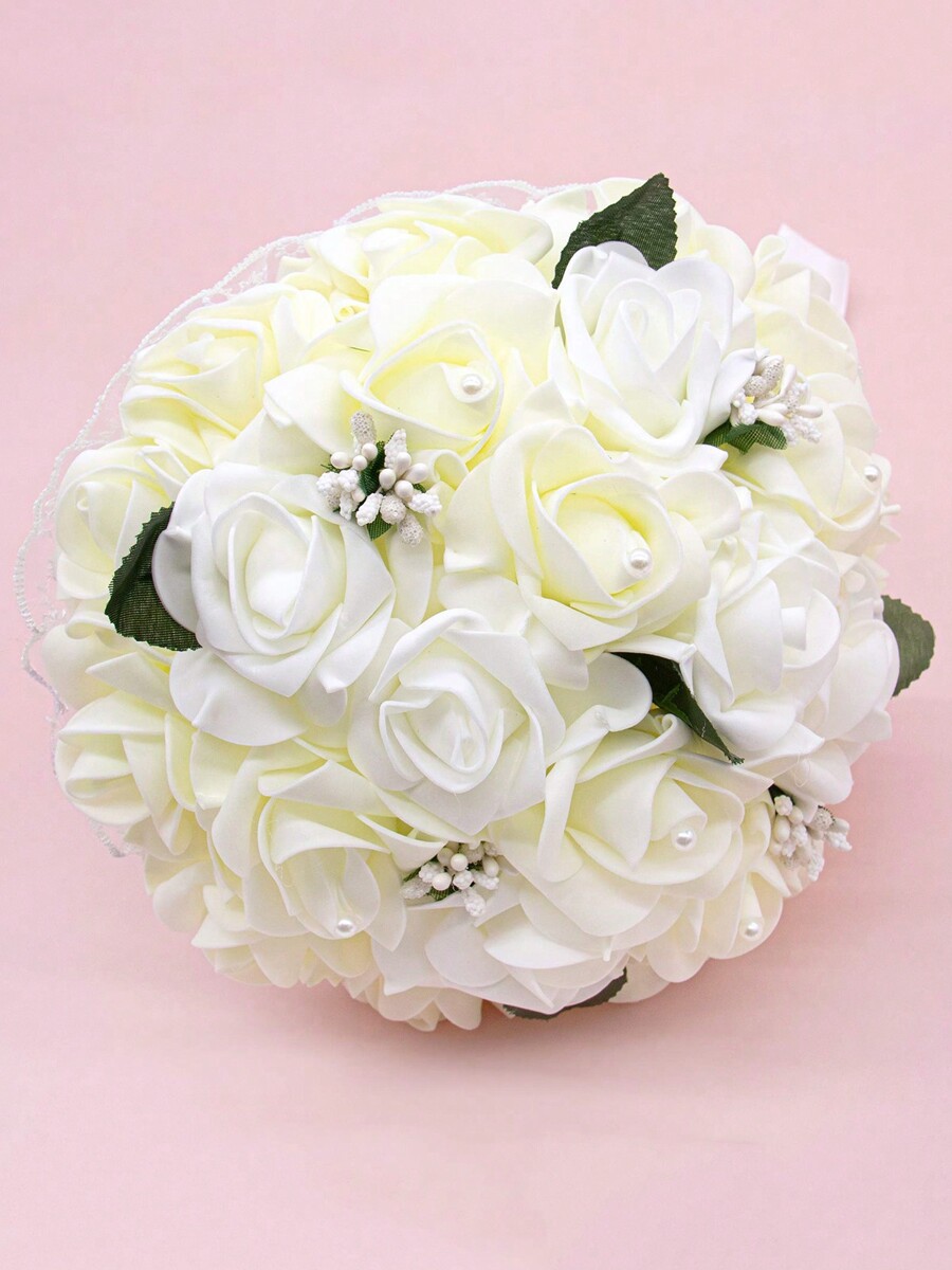 Wedding Bouquets Flower Bridal Bridesmaid Hand Bouquet Pearl Silk ...