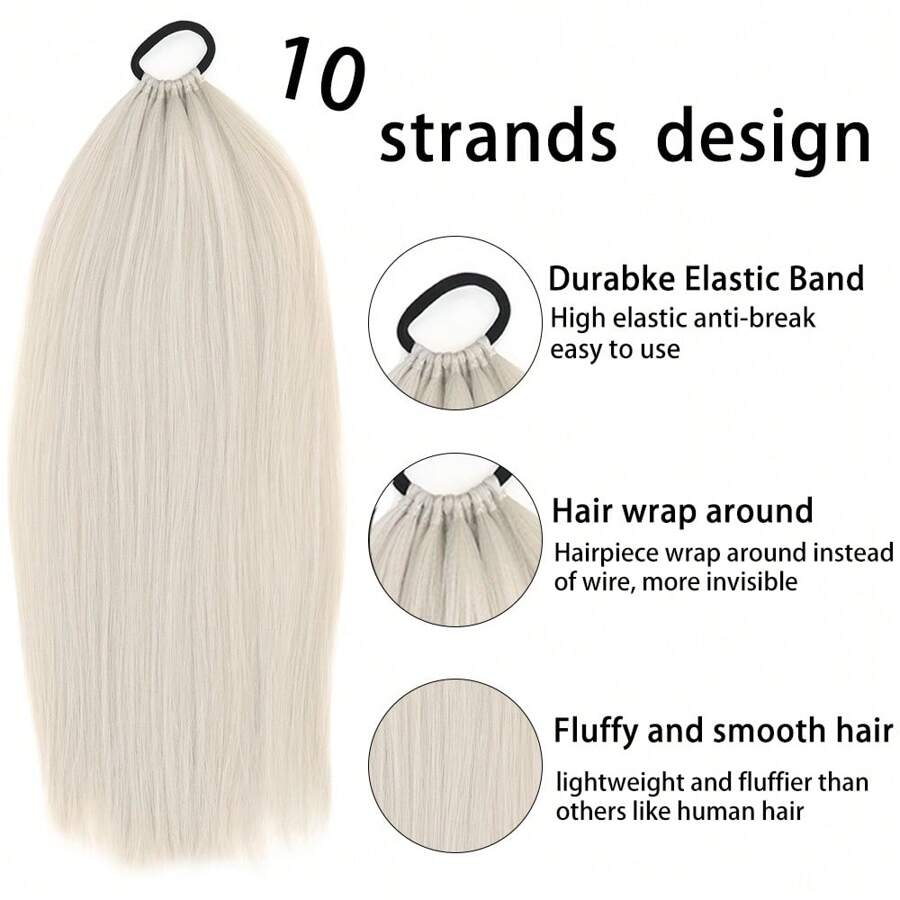 Ponytail Synthetic Hair Extensions Long Straight False Horse Tails Fake ...