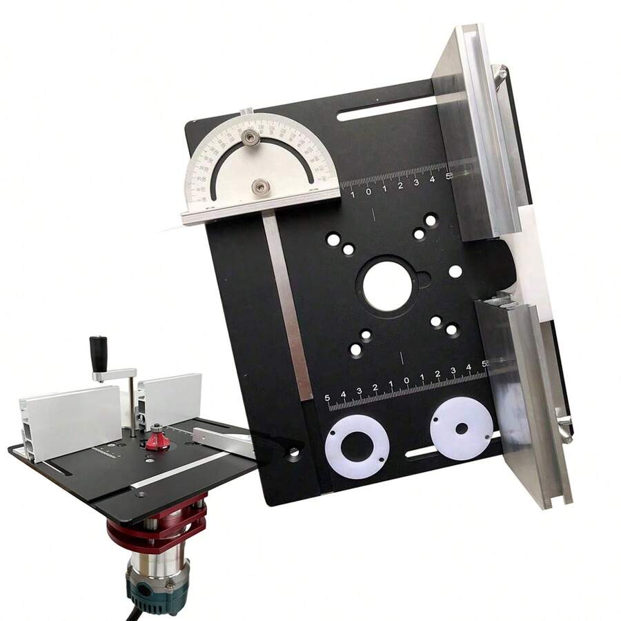 One Set Black Aluminum Router Table Insert Plate W/Miter Gauge For ...