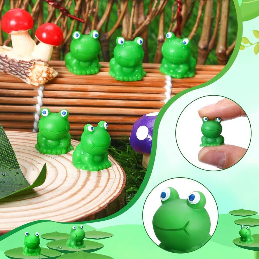10/50/100 PCS Tiny Frog Mini Resin Frogs Miniature Plastic Green Frog ...