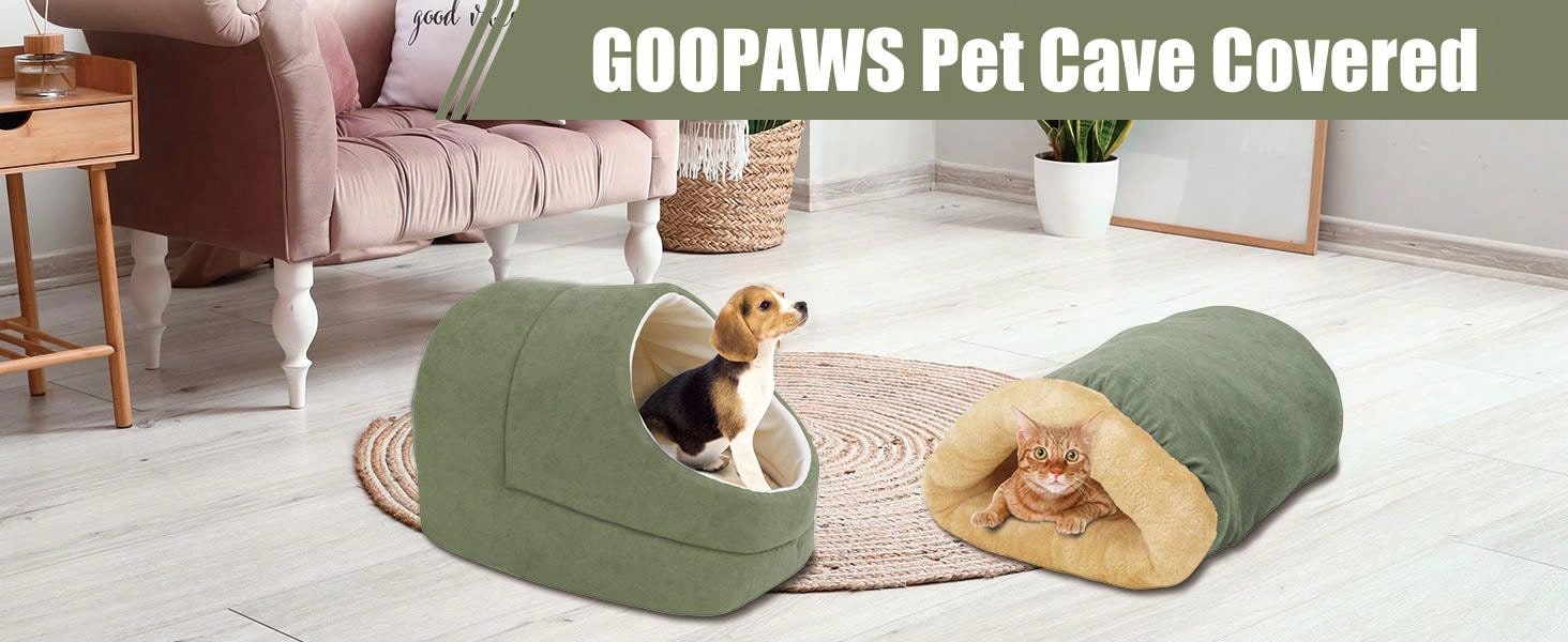 GOOPAWS Cat Cave For Cat And Warming Burrow Cat Bed, Pet Hideway ...