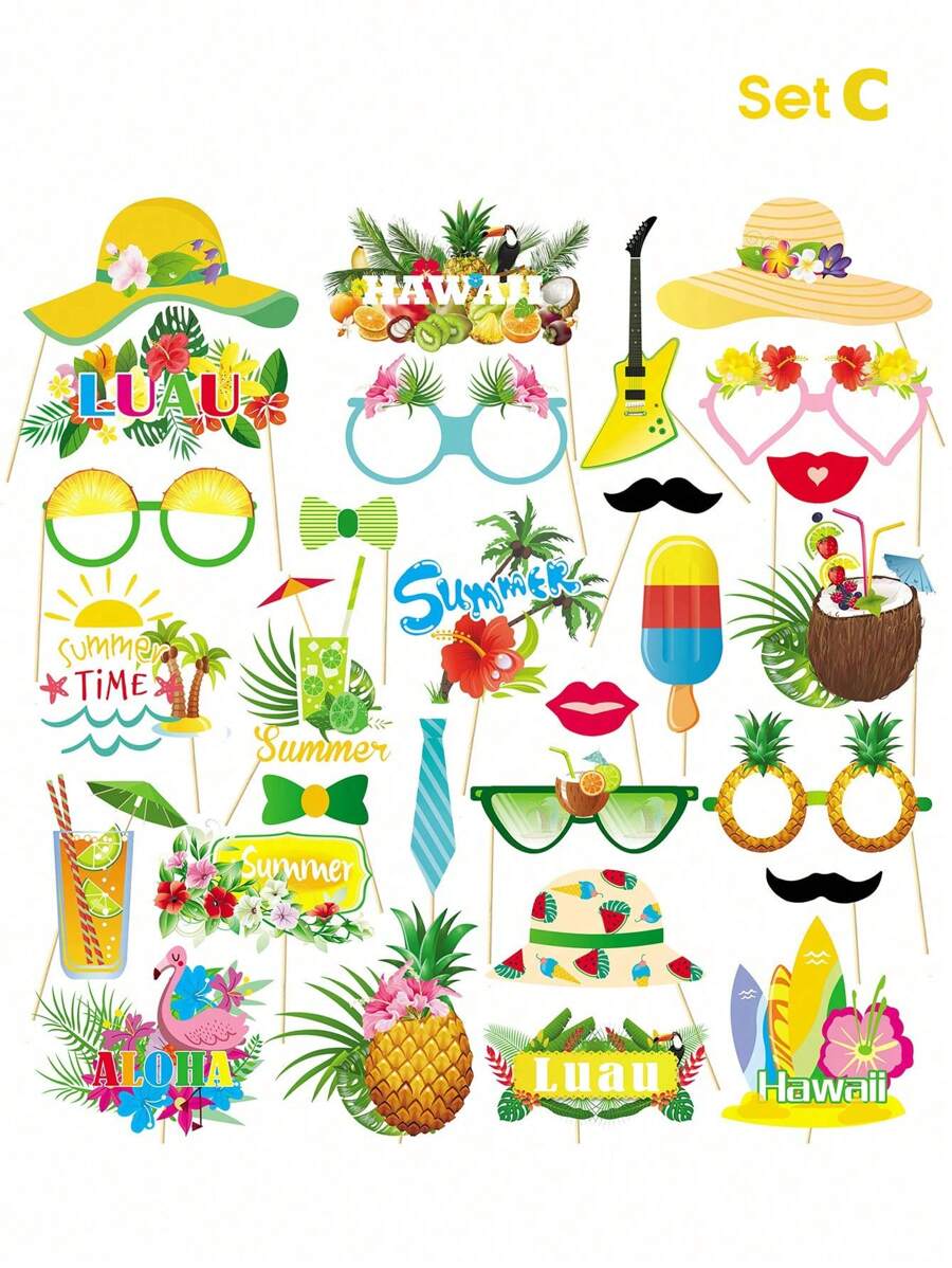 Luau Party Supplies Luau Party Decorations Luau Photo Booth Props Kit ...