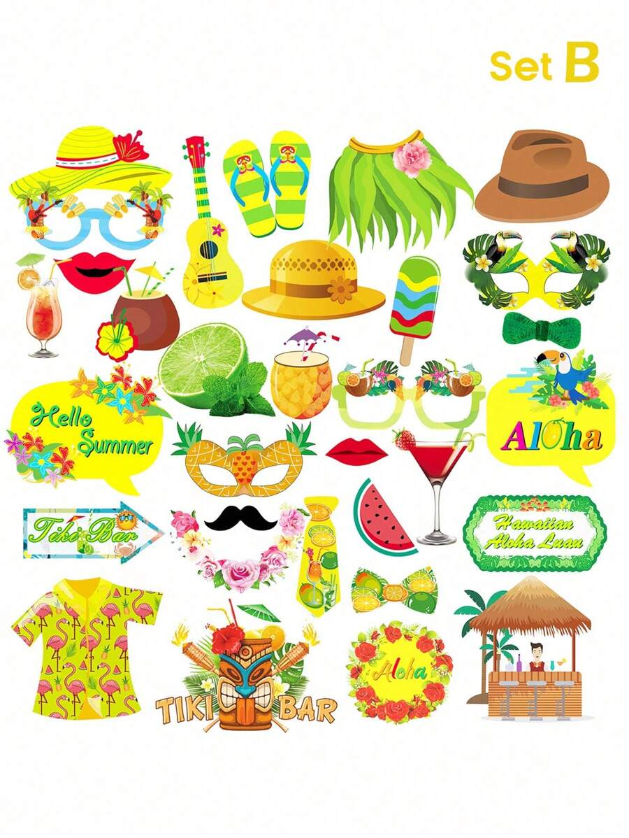 Luau Party Supplies Luau Party Decorations Luau Photo Booth Props Kit ...