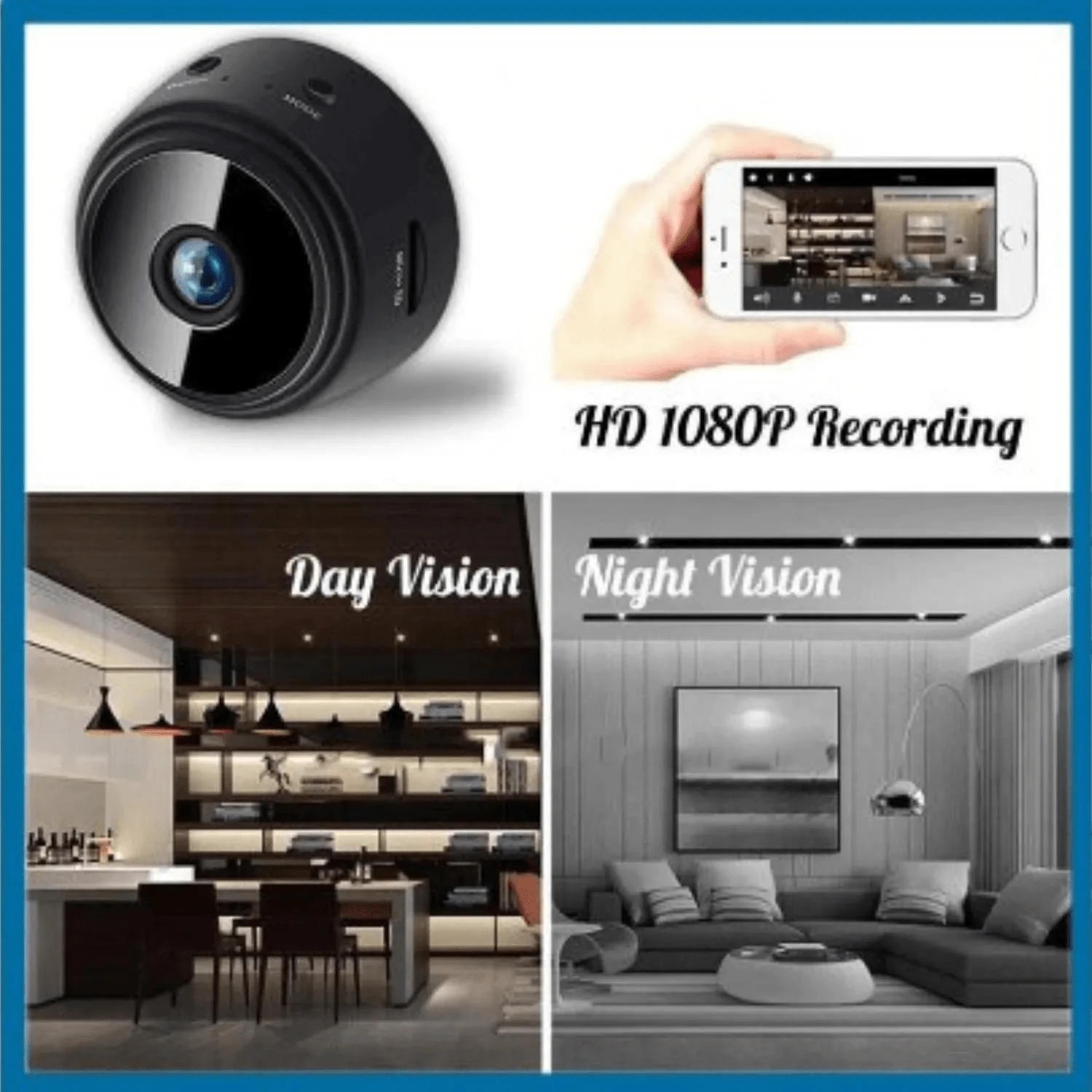 Camera A9 Visão noturna HD Mini Wifi Câmera Hd 720 P Night Vision Sem ...