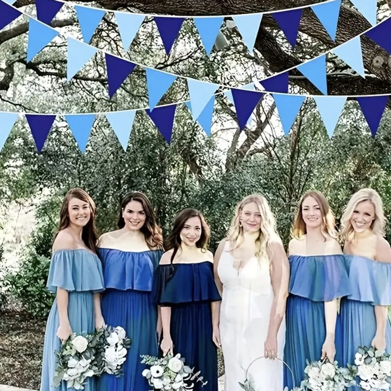 12pcs Pennant Blue Banner Flags Multicolor Felt Triangle Flags Bulk ...