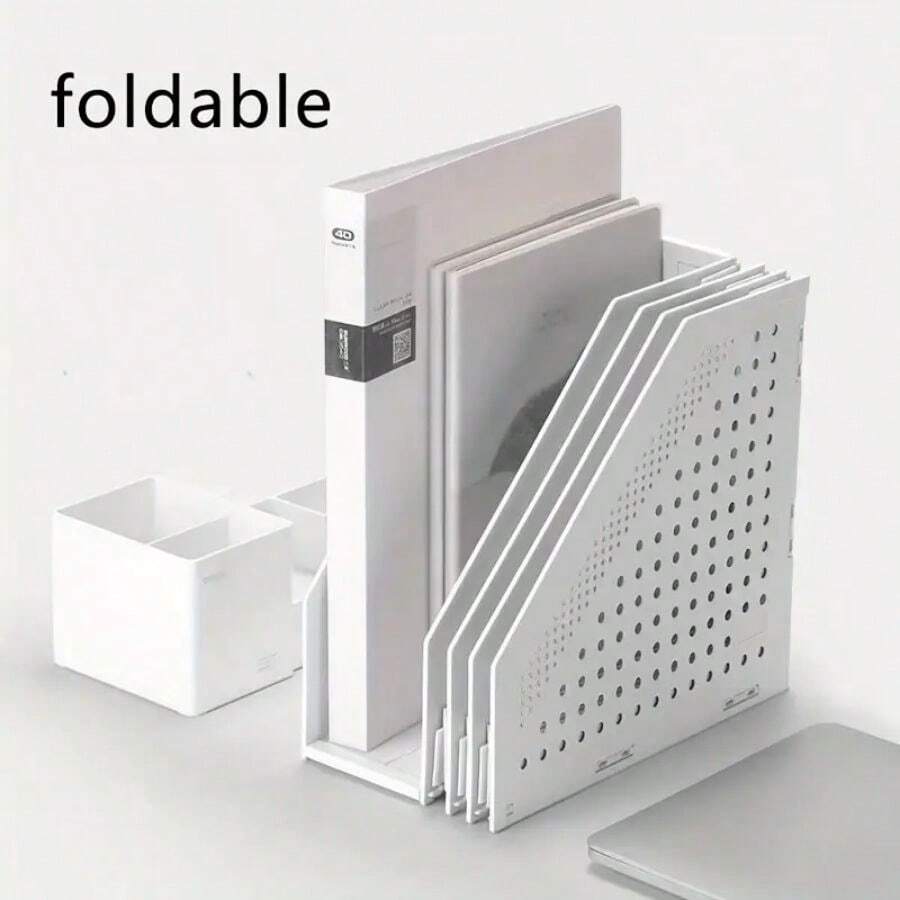 Retractable 4-Compartment Bookshelf File Storage Box: Desk Necessities ...