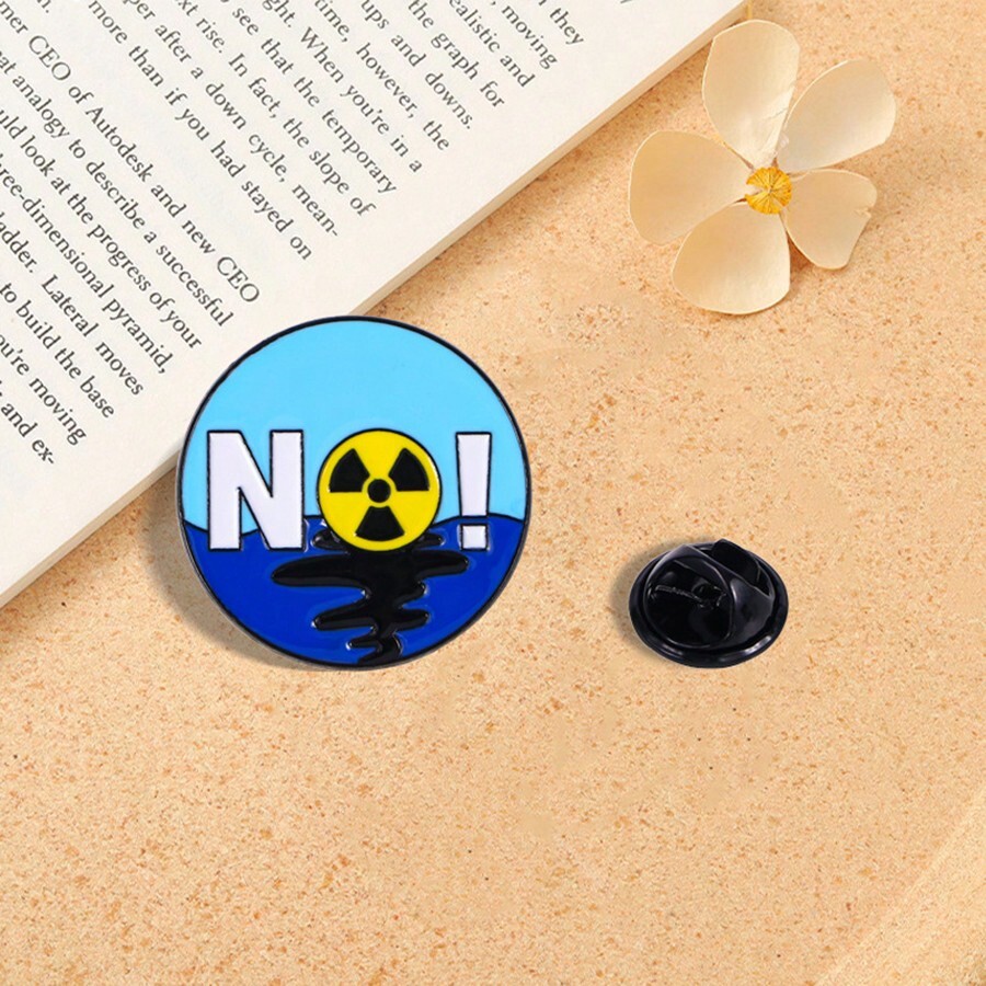 1pc Creative Biohazard Symbol Round Metallic Badge, Personalized ...