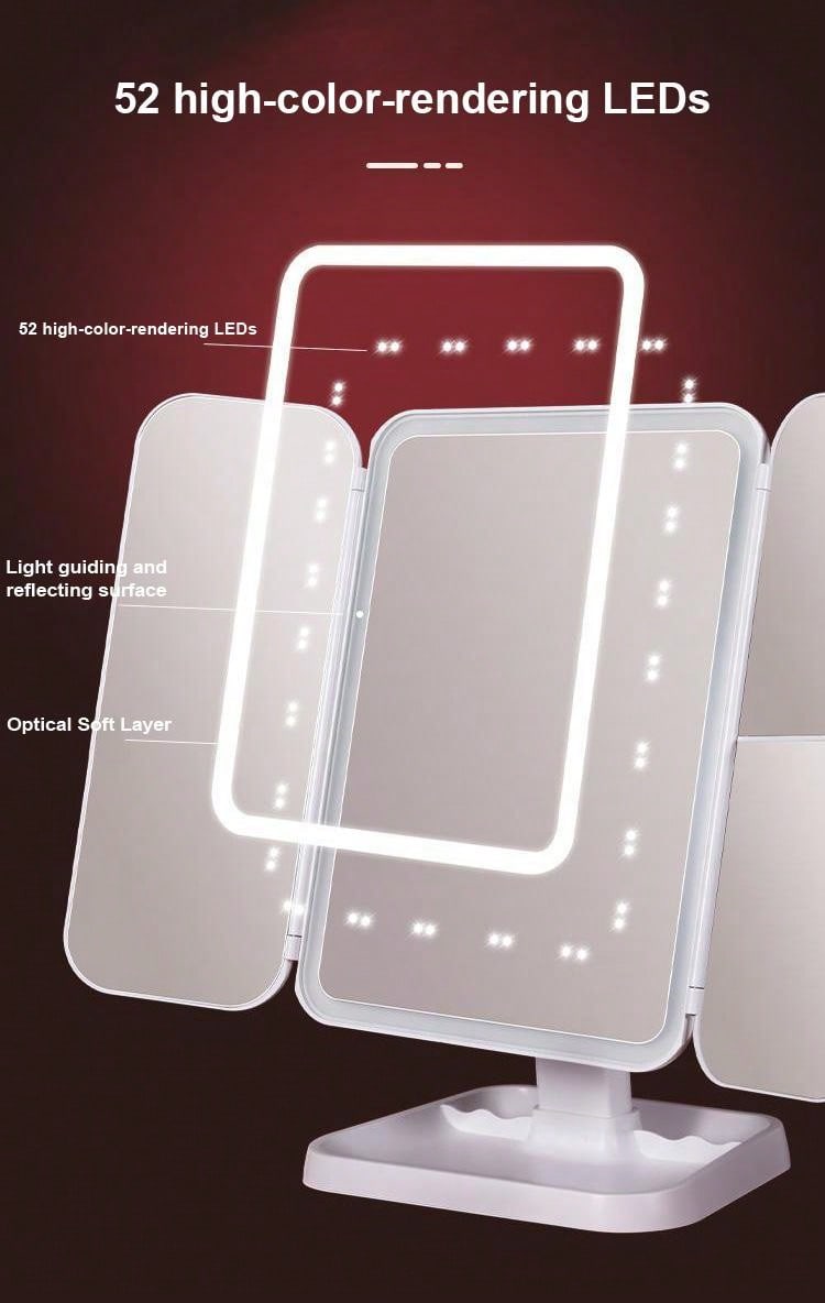 Double Door Makeup Mirror With Shell Design For Desktop, Foldable ...