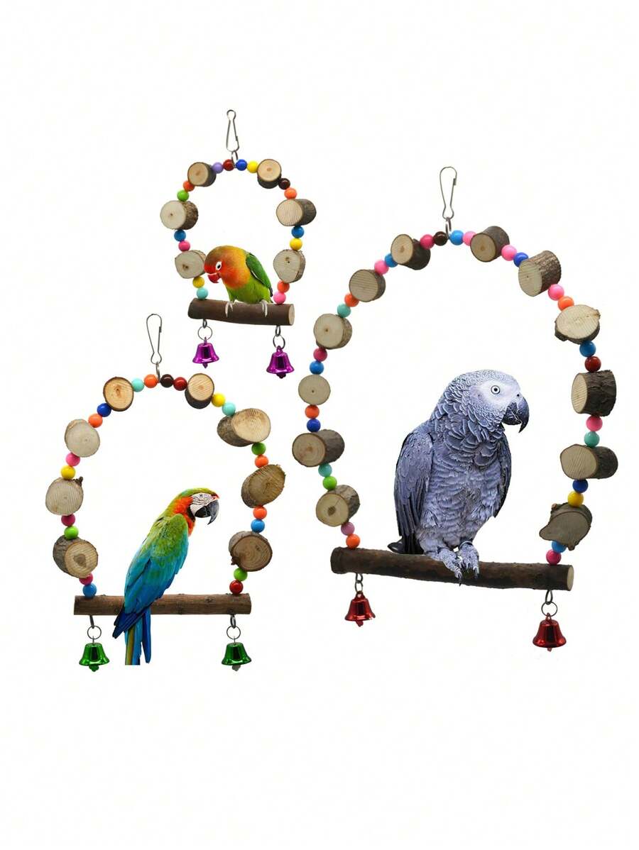 Parrot Toy Bridge With Swing And Beads Decorated Toy Swing Bird Toy ...
