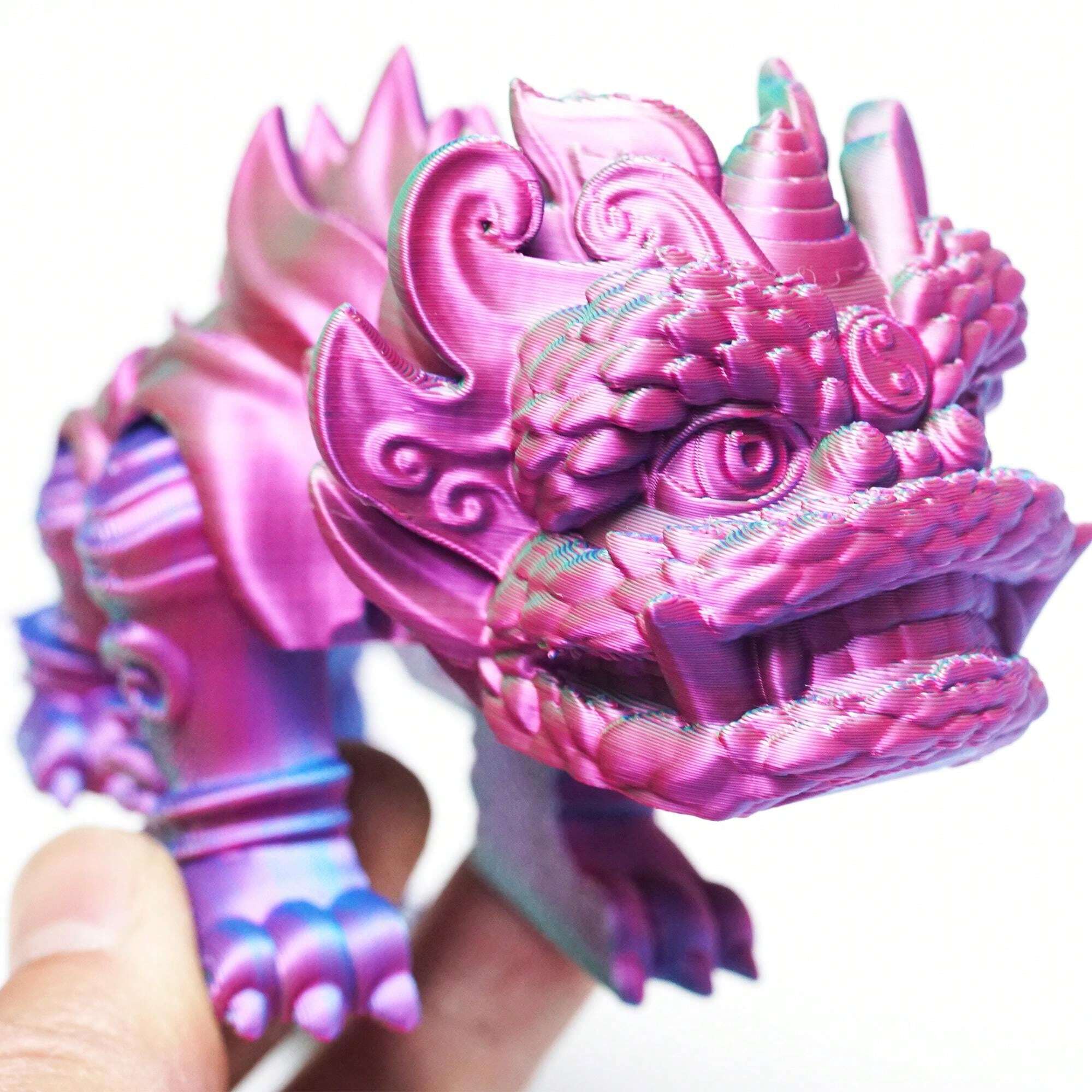 3d Printed Chinese Mythical Creature - Awakened Lion With Articulated ...