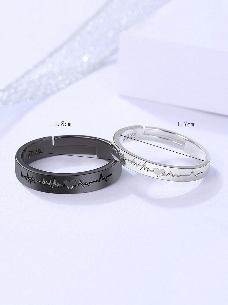 2pcs Simple Personality Black & White Heartbeat Moebius Ekg Design ...