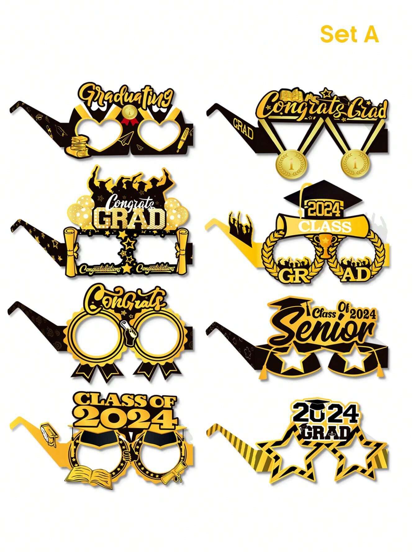 8 Pcs 2024 Graduation Decorations Eyeglasses Glitter Class Of 2024 Grad ...