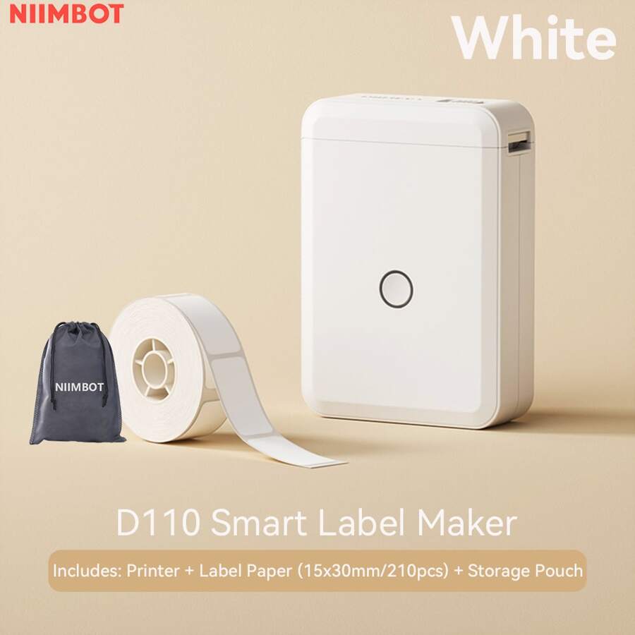 NIIMBOT D110 Label Maker Machine With Tape Portable Bluetooth Label Printer Rechargeable Small ...