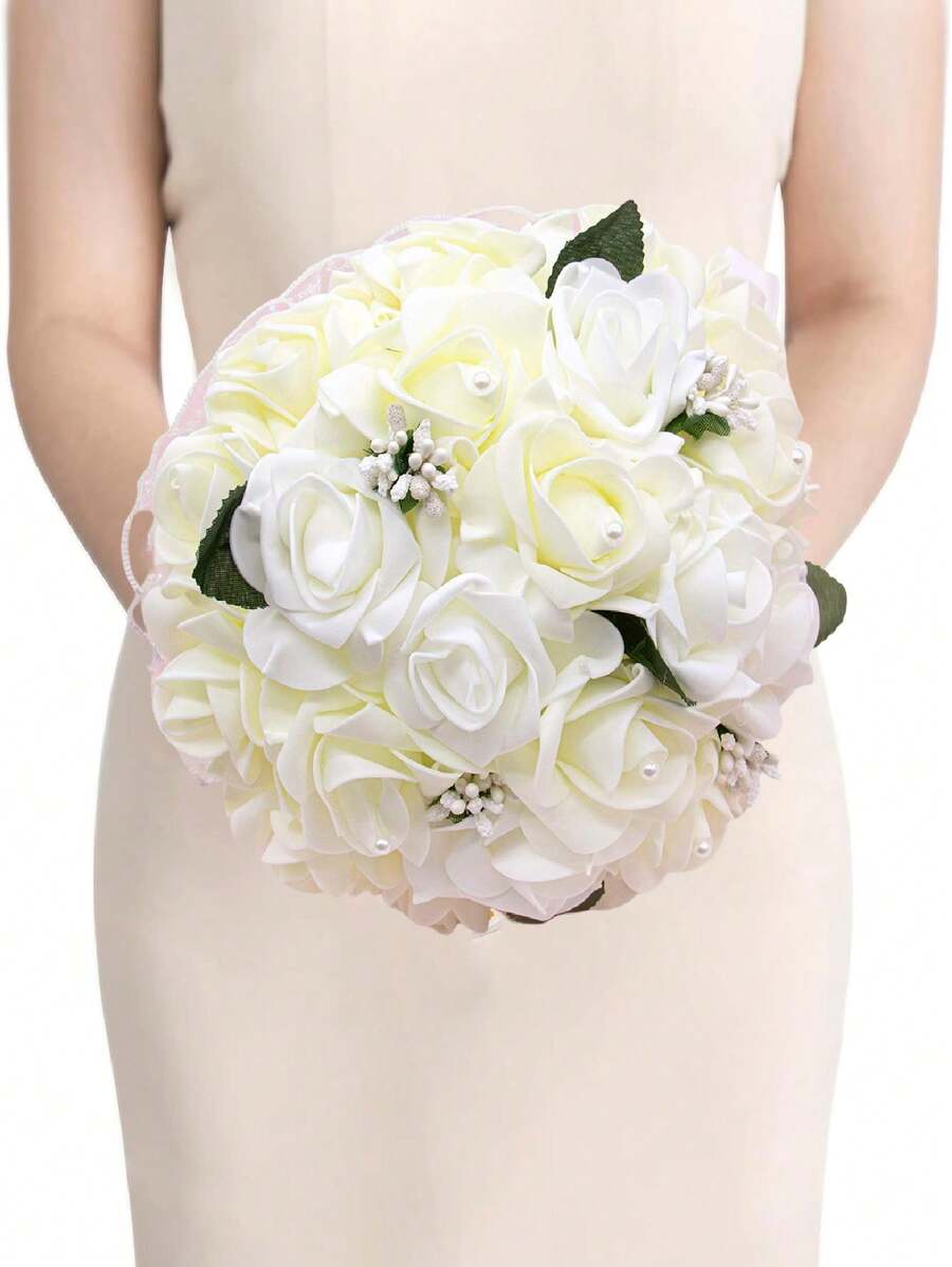 Wedding Bouquets Flower Bridal Bridesmaid Hand Bouquet Pearl Silk ...