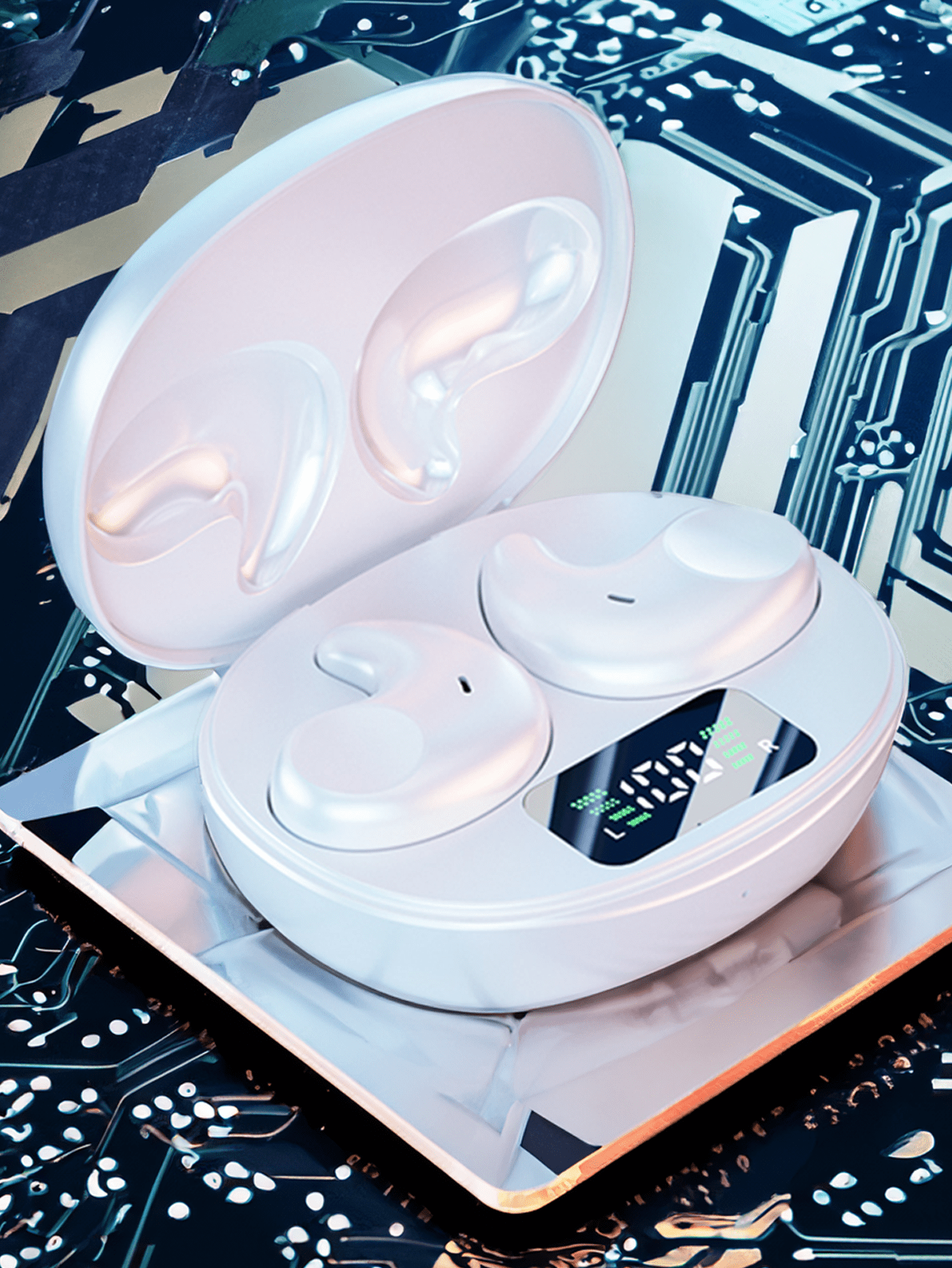 White Wireless Sleep Earphones Noise Canceling TWS Earbuds With ...