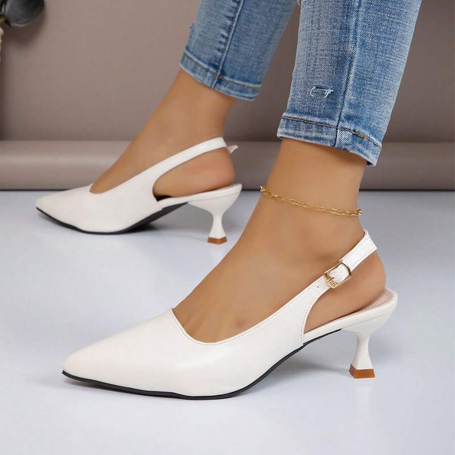 New Spring High Heel Shoes Women Thin Heel Pumps Pointed Toe Faux ...