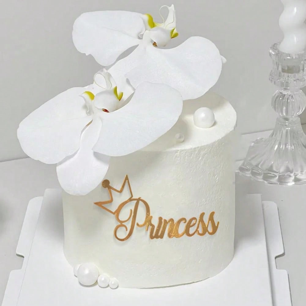 1pc Gold Acrylic Queen Cake Topper Happy Birthday Princess Girl Cake ...