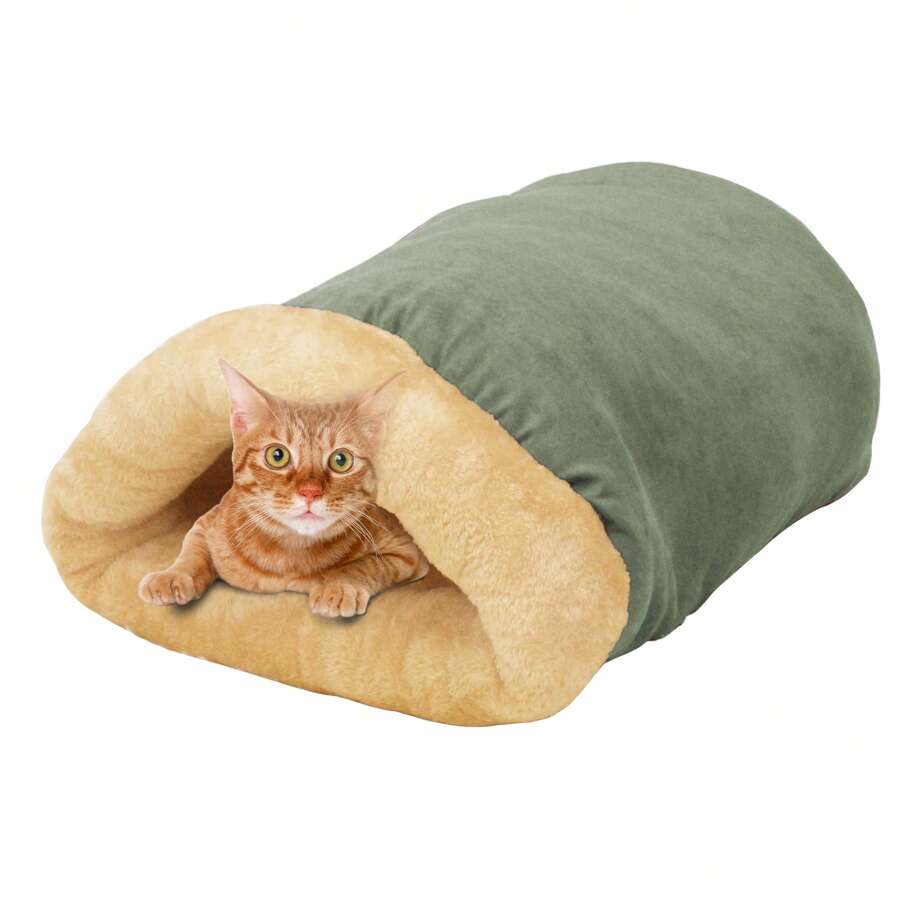 GOOPAWS 4 In 1 Self Warming Burrow Cat Bed, Pet Hideway Sleeping Cuddle ...