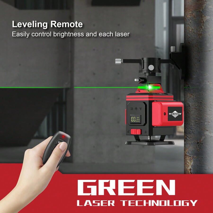 Weiddw 16 Line High Intensity Green Beam Laser Level With Accessories, 360° Rotary Large ...