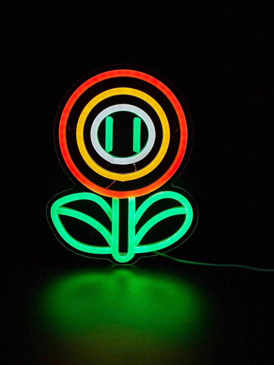 1pc Rainbow Flowers LED Neon Sign Neon Signs For Wall And Table Decor ...
