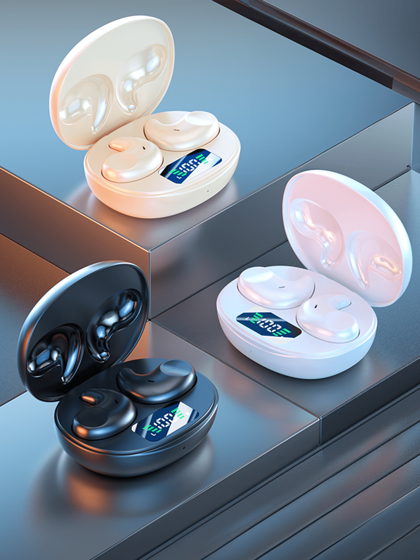 Black Wireless Sleep Earphones Noise Canceling TWS Earbuds With ...