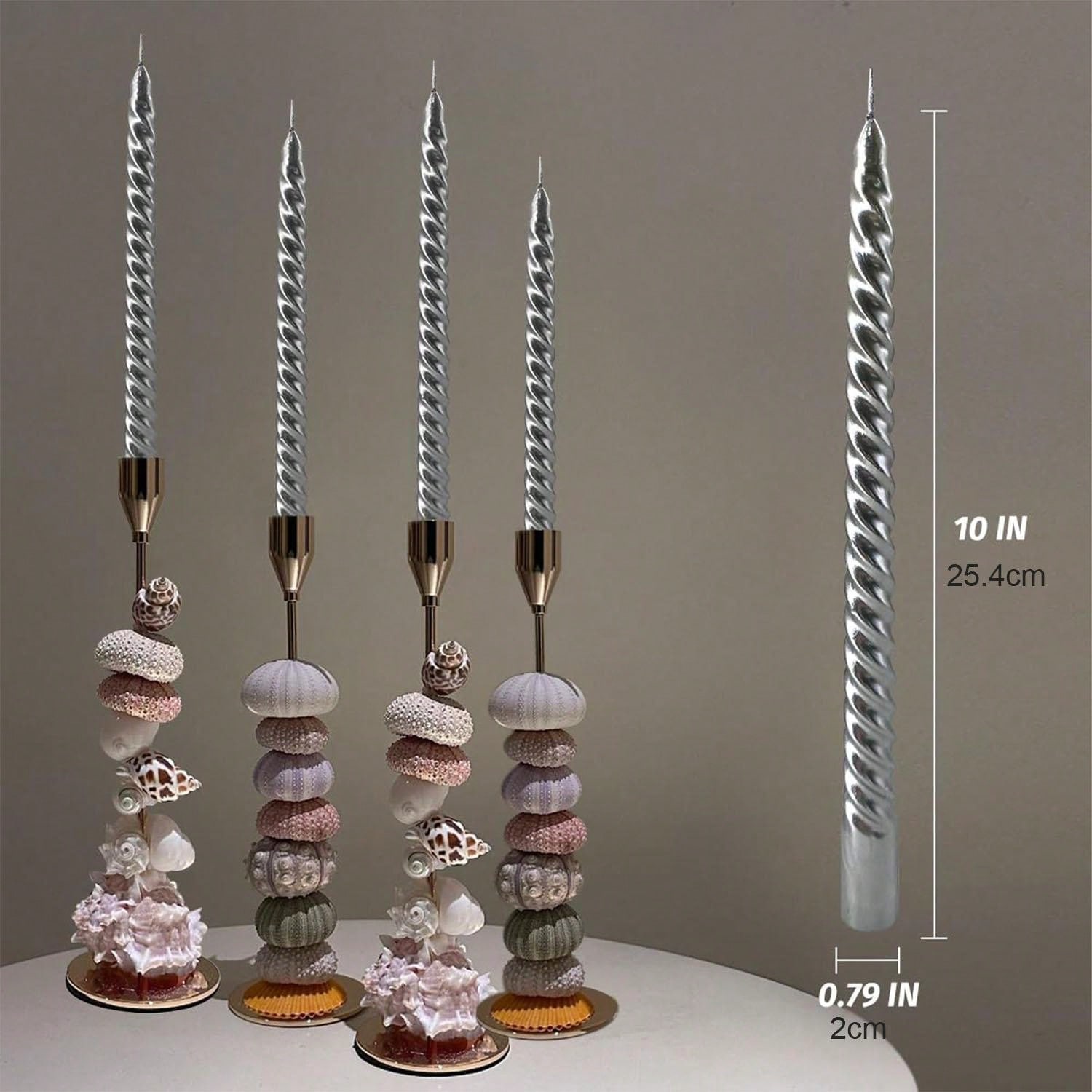 4 PCS Candles, Metal Style Gold Taper Candles Set Of 4, Ture Dripless ...