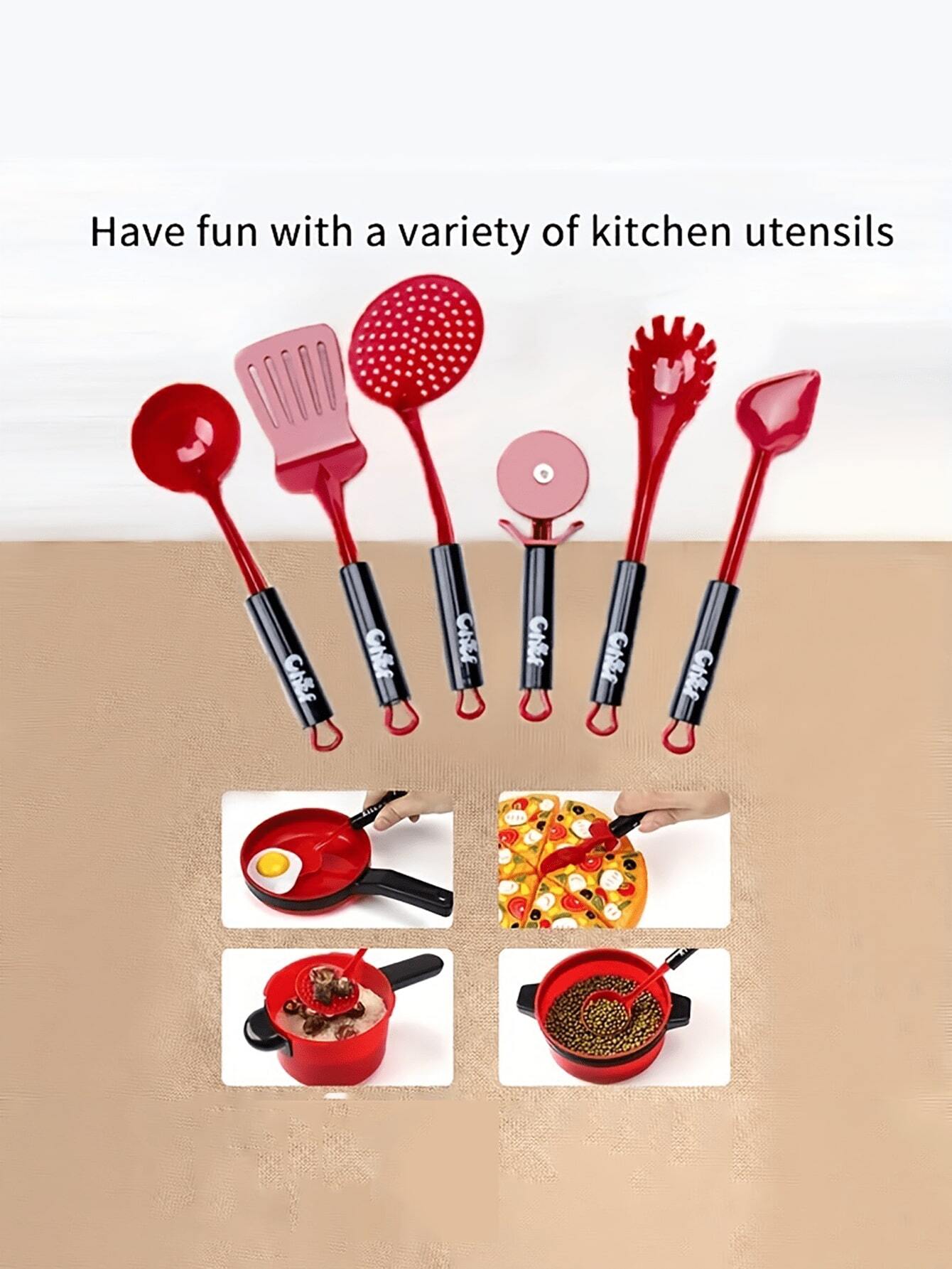 Kids Pretend Kitchen Toy Set, Includes Cooking, Fruit Cutting, Utensils ...