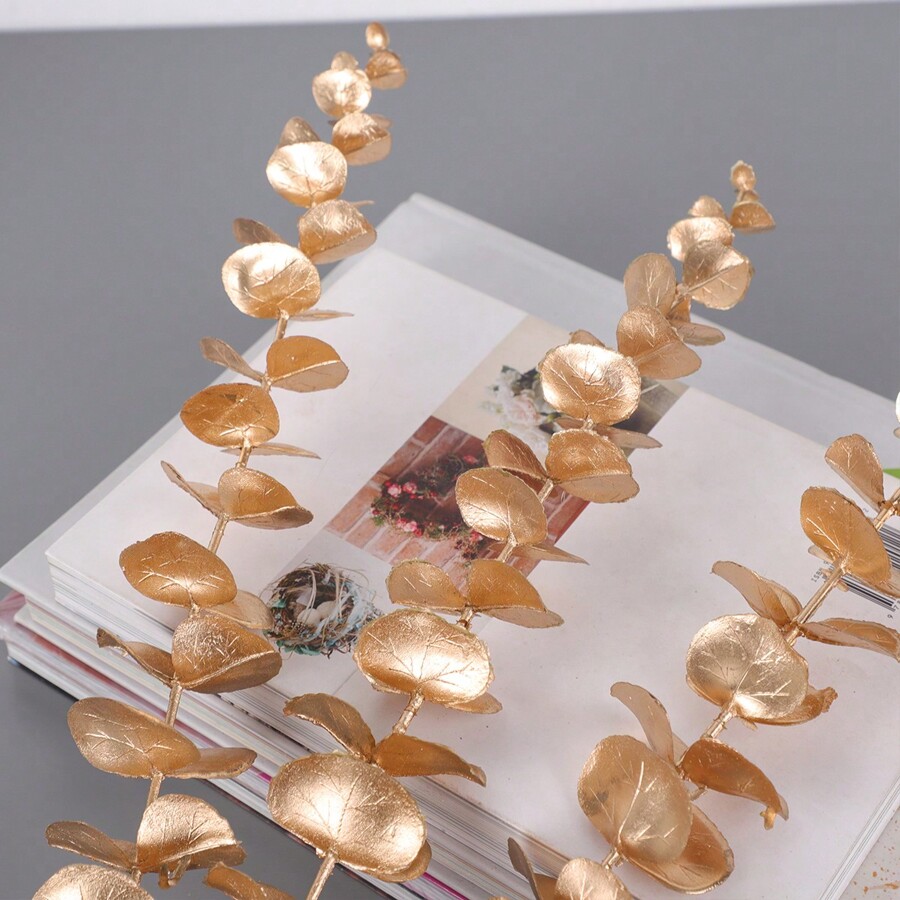 6/10/20pcs Artificial Golden Eucalyptus Stems, Faux Eucalyptus Stems ...