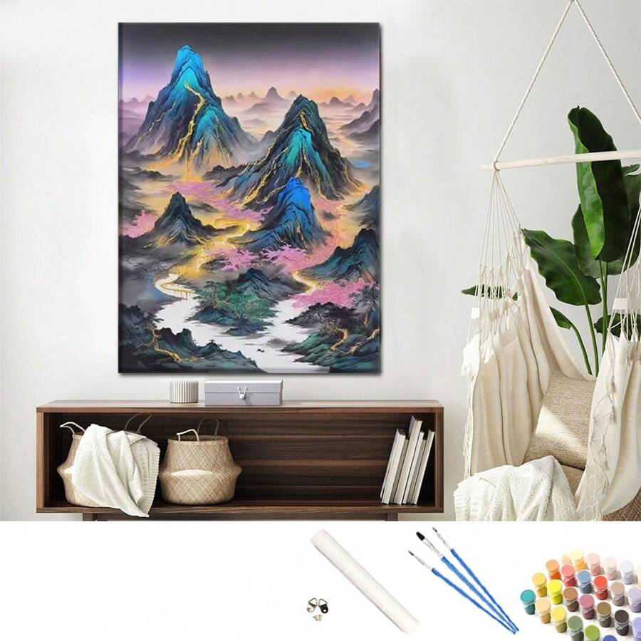 Paint By Numbers Shining Mountains And Rivers Kit For Adults Beginner ...