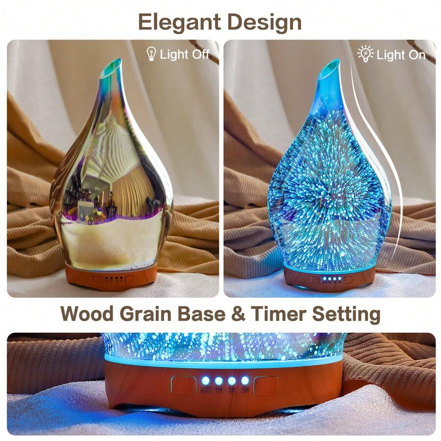 Porseme 280ml Large Glass Scented Oil Diffuser,3D Aromatherapy ...