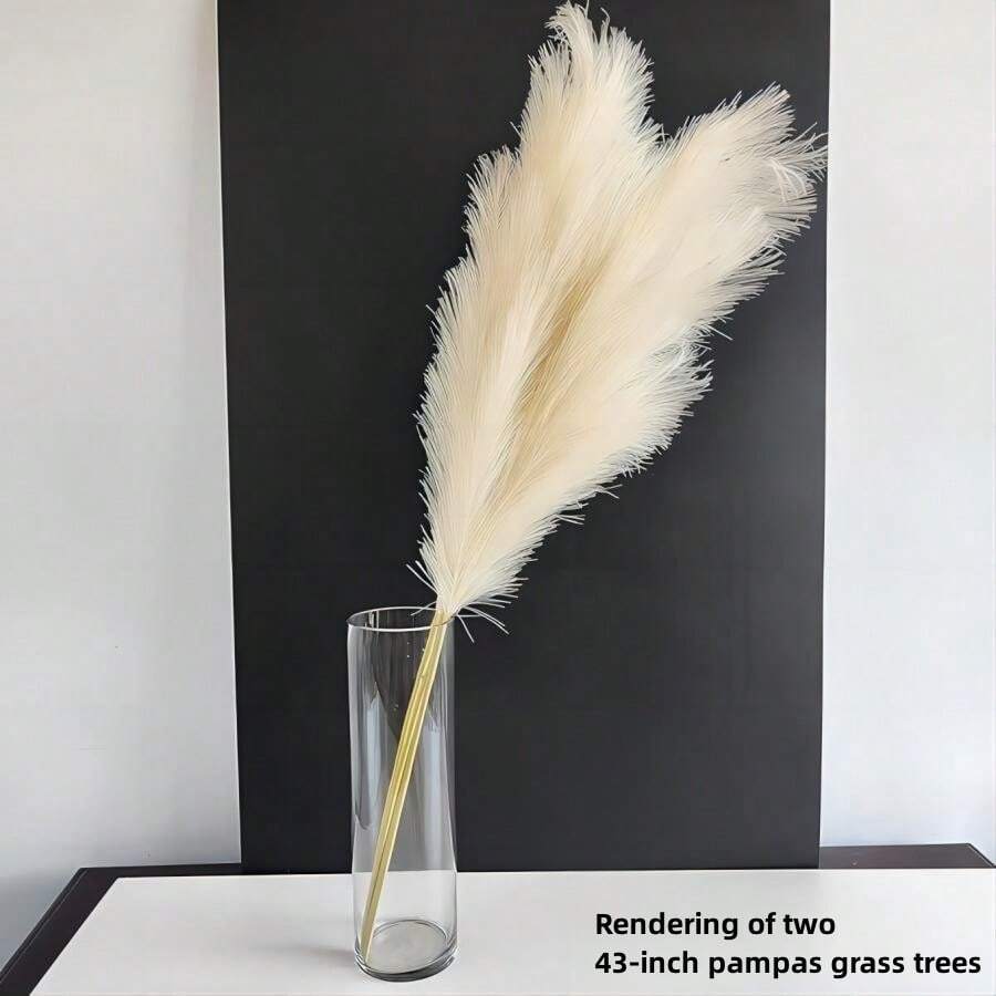 Set Of 4 Pieces 4-Sections Artificial Pampas Grass, Large 43 Inch/110cm ...