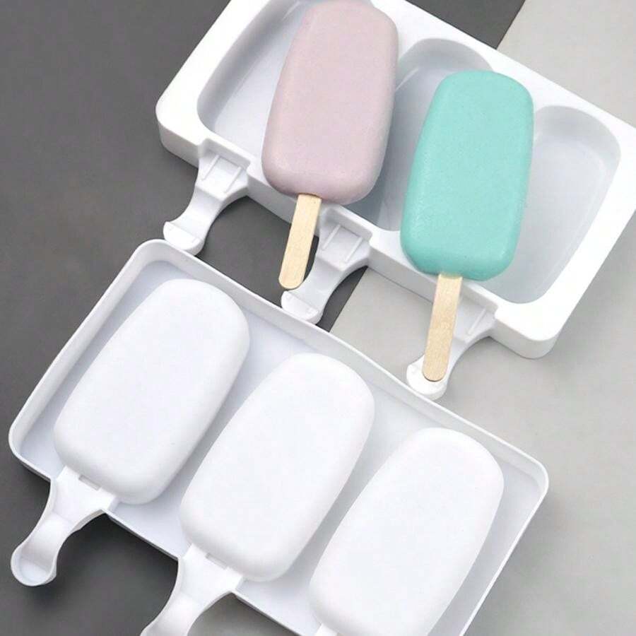 Silicone Mold 3 Oval Shaped Ice Lolly Maker Diy Ice Cream Mould Without ...