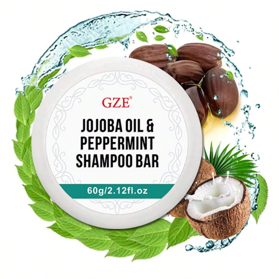 GZE Jojoba Oil & Peppermint Shampoo Bar Soap,-Supports Strong & Healthy ...